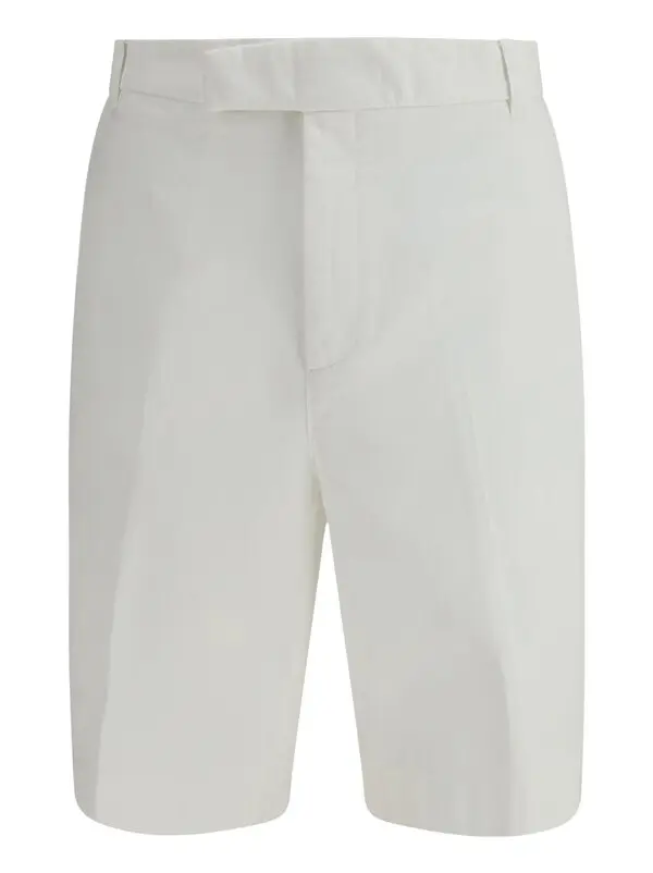 Thom Browne Buttoned Chino Shorts With Grosgrain Strap - White