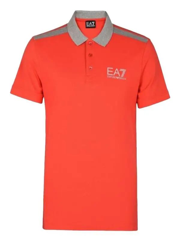 EA7 Logo Lapel Polo Shirt - Orange