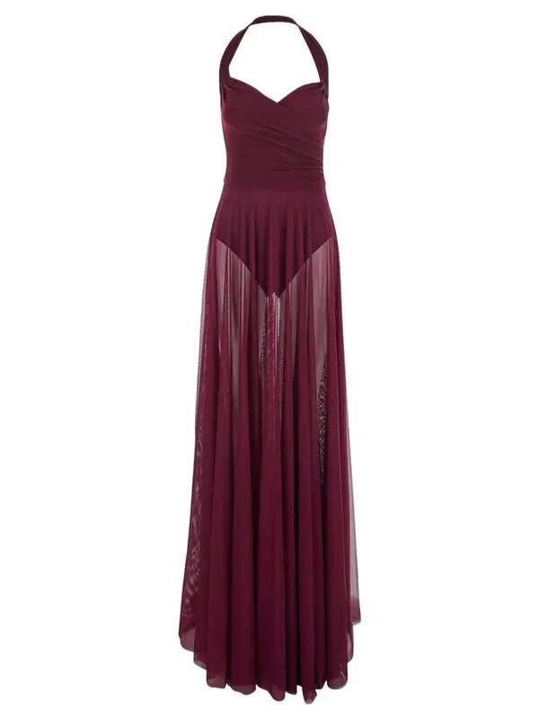 Norma Kamali Halterneck Maxi Dress - Plum