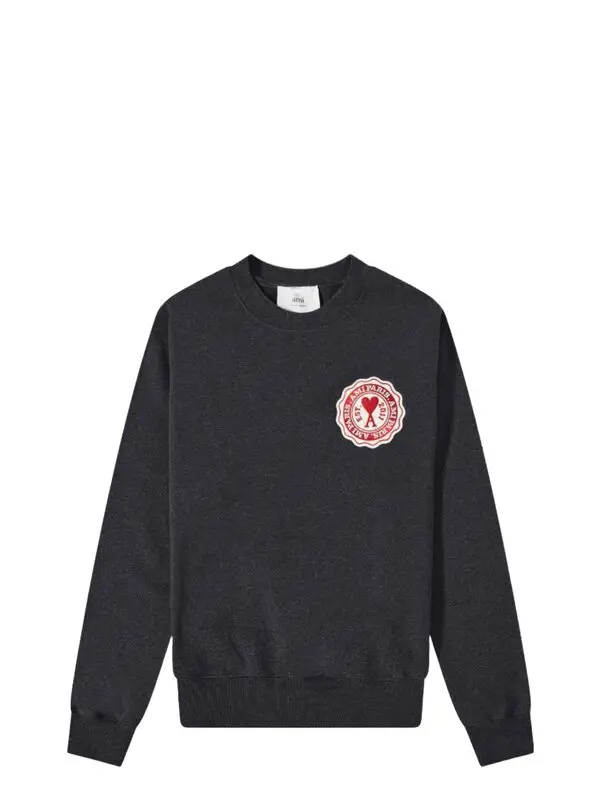 Ami De Coeur Logo Patch Crewneck Sweatshirt - Black