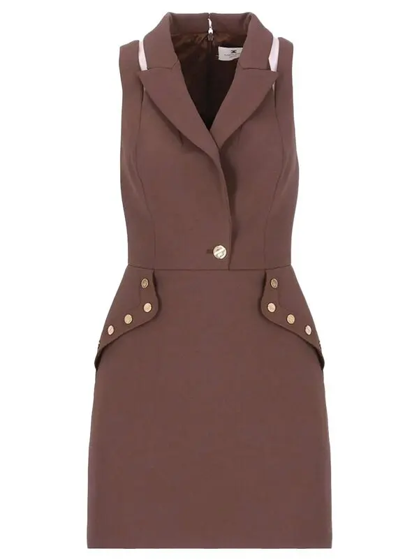 Elisabetta Franchi Sleeveless Fitted Dress With Pointed Collar - Red