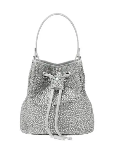 Versace La Medusa Embellished Satin Mini Bucket Bag - Silver