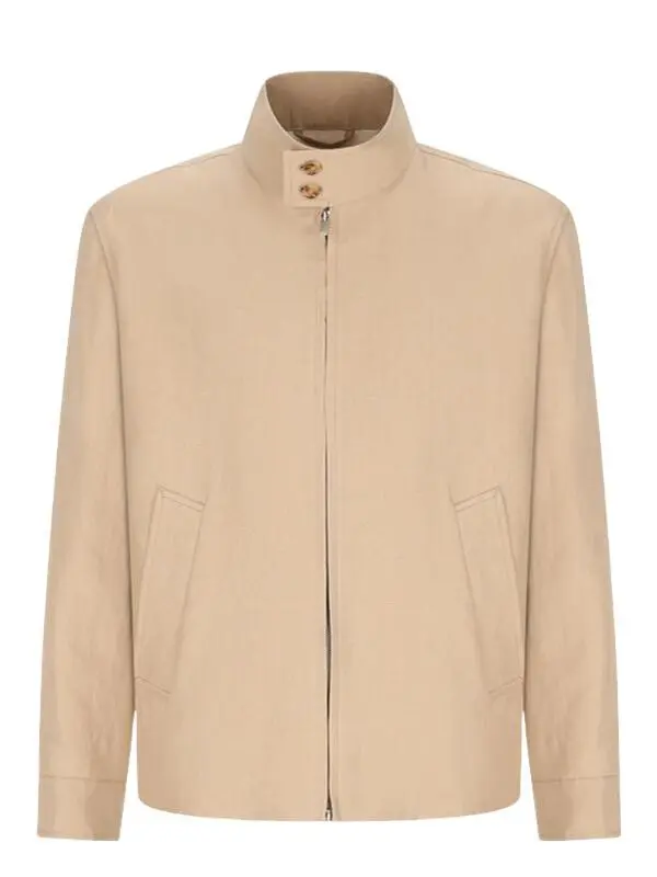LARDINI Zipped Shirt Jacket With Stand-up Collar - Nude