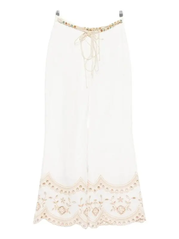 Zimmermann Wanderlust Beaded Embroidered Trousers - White
