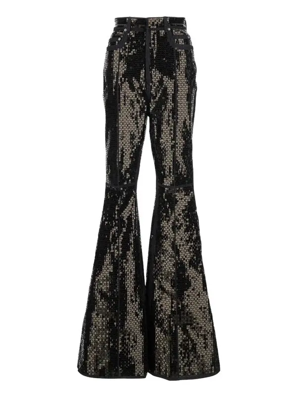 Rick Owens Sequin Embellished Flared Jeans - Black