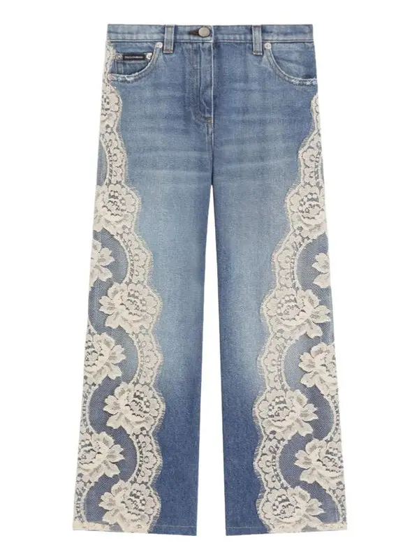 Dolce & Gabbana Lace Detail Jeans - Blue