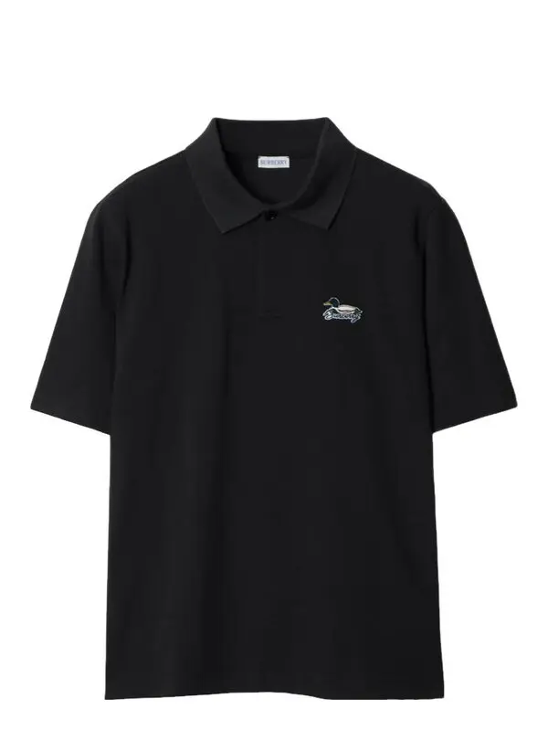 Burberry Logo-patch Short Sleeved Polo Shirt - Black