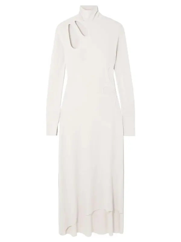 Victoria Beckham Asymmetrical Cut-out Long Sleeve Midi Dress - Off White