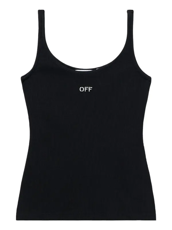 Off-White Ribbed Knit Tank Top - Black/white