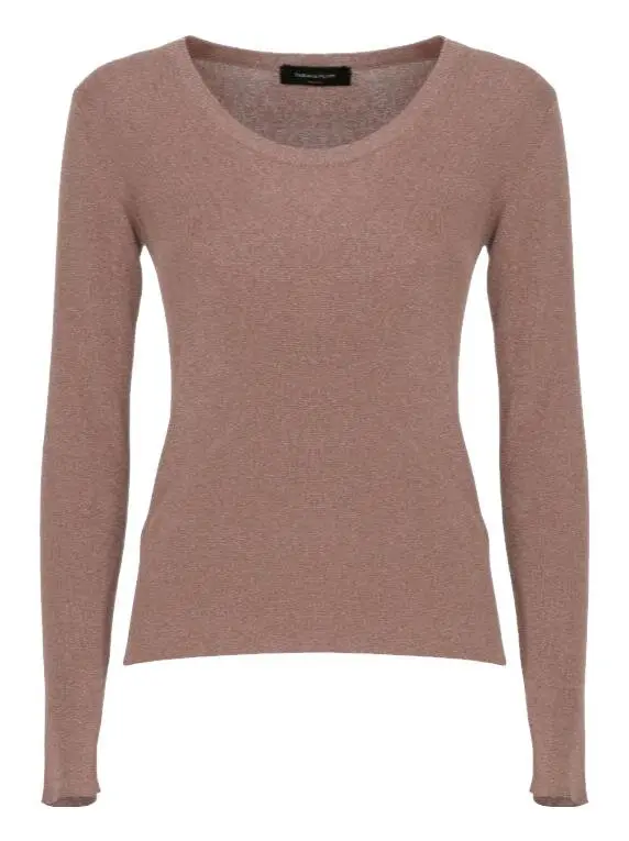 Fabiana Filippi Lurex Scoop Neck Knitted Sweater - Brown