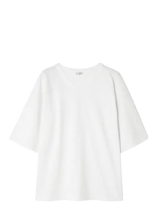 ST. AGNI Match Paneled Organic Cotton-jersey T-shirt - White