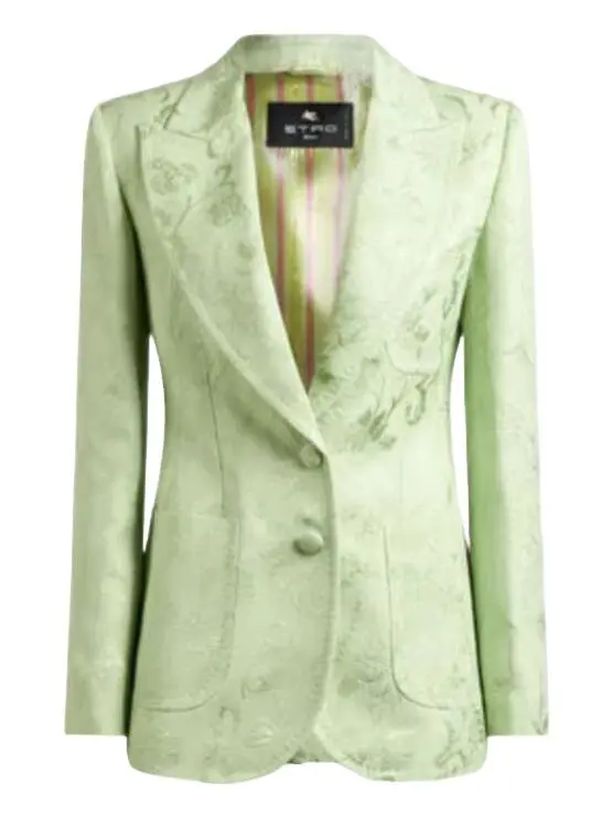 Etro Single-breasted Floral Jacquard Jacket - Green