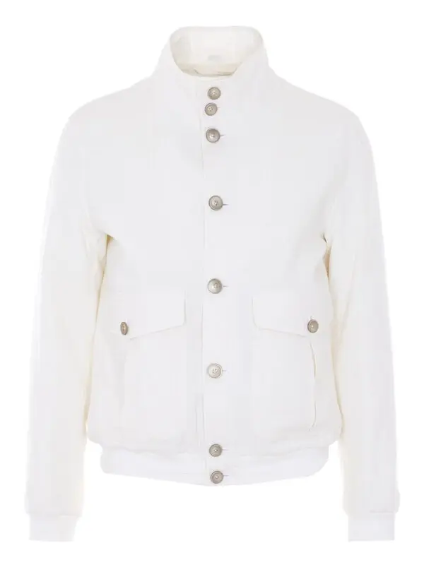 Herno Button-up Bomber Jacket With High Collar - White