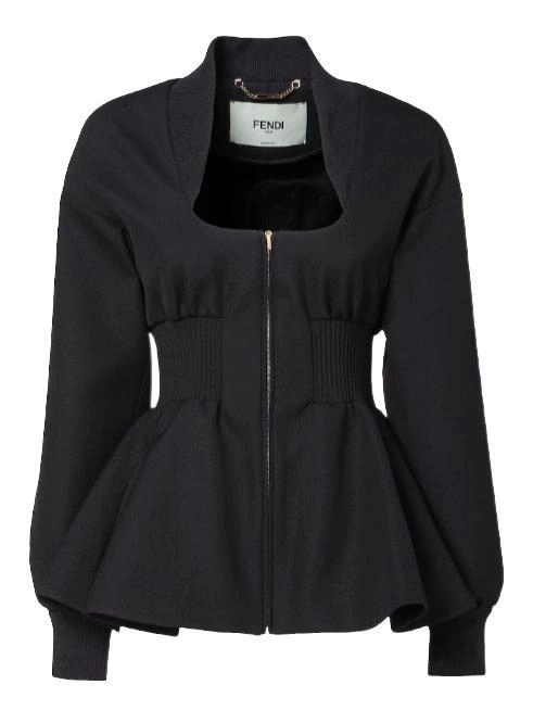 Fendi Peplum Hem Square-neck Jacket - Black