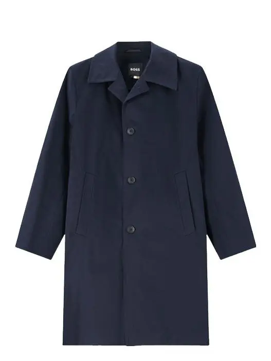 Hugo Boss Long Sleeved Buttoned Coat - Dark Blue