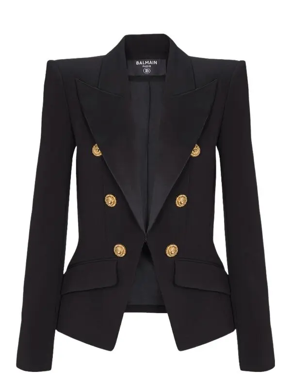 Balmain 6-button Jacquard Blazer - Black