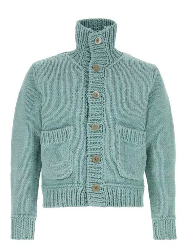 Junya Watanabe High Neck Buttoned Cardigan - Green