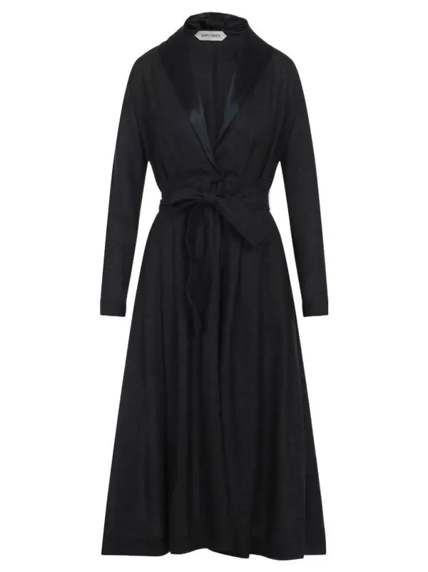 Alberta Ferretti Long Sleeve V-neck Belted A-line Dress - Black