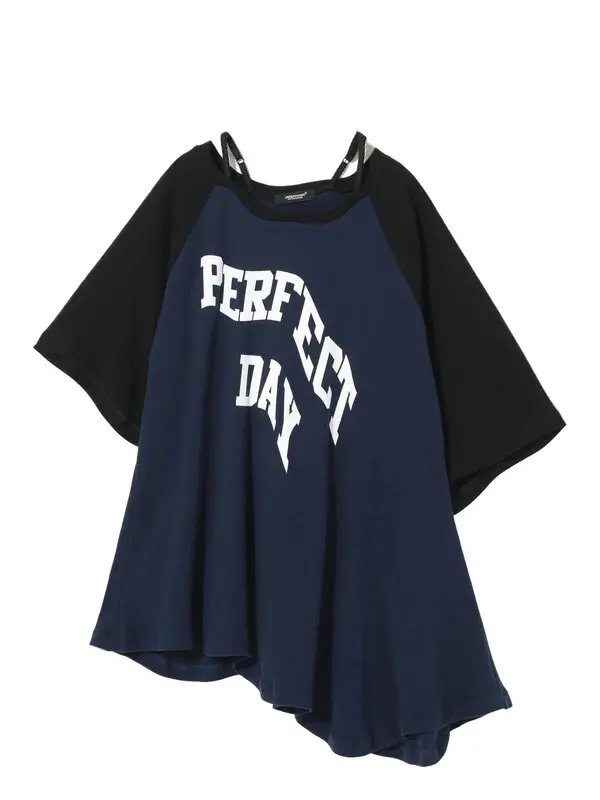 Undercover Asymmetrical Short-sleeved T-shirt - Navy Blue