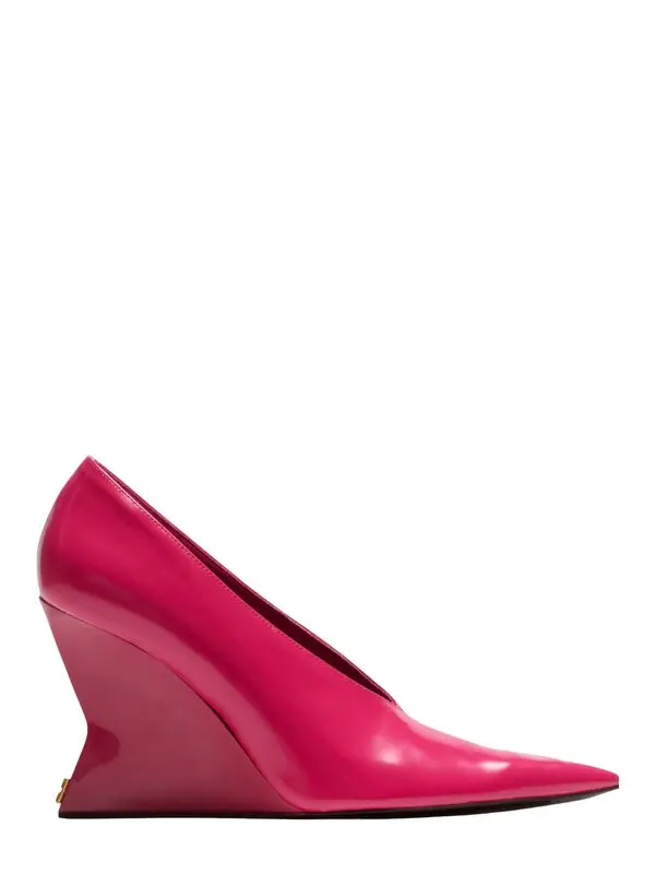Balmain Shiny Lambskin Wedge Pumps - Pink