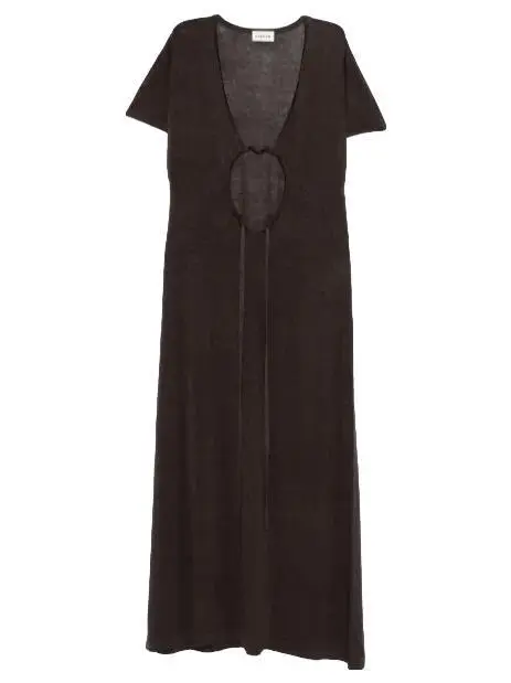 P.a.r.o.s.h V-neck Cut-out Maxi Dress With Tie Details - Black