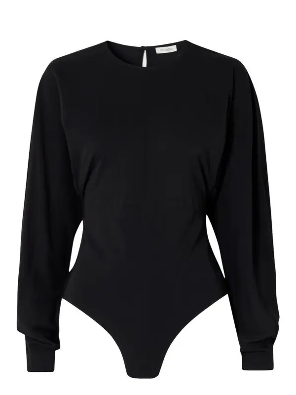 ST. AGNI Gathered Stretch-crepe Bodysuit - Black