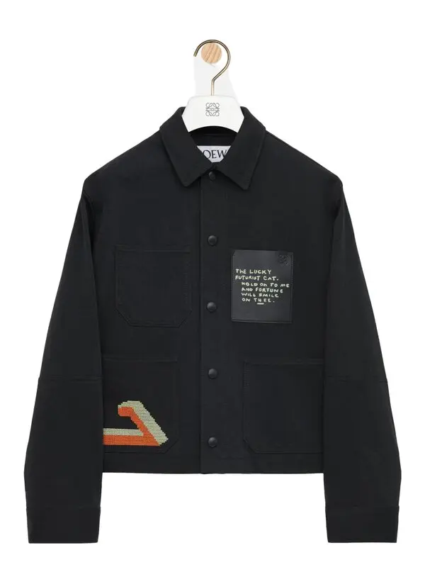 Loewe Embroidered Cat Jacket - Black