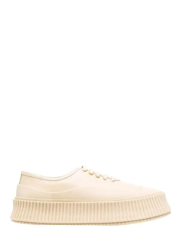 JIL SANDER Leather Lace-up Sneakers With Ridged Sole - Nude