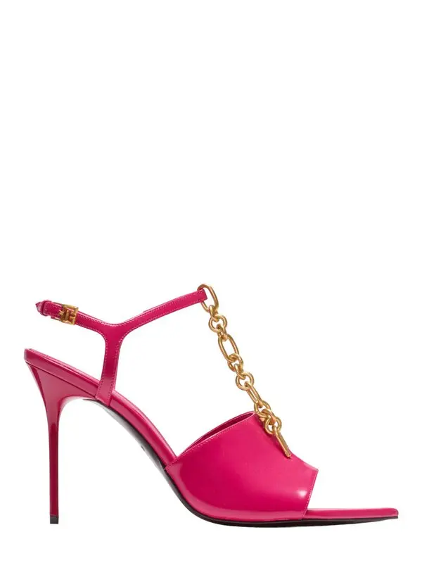 Balmain Sync Sandals In Shiny Lambskin - Pink