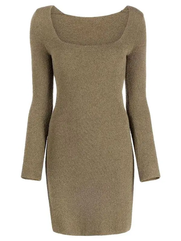 Nanushka Leah Square-neck Knitted Dress - Brown