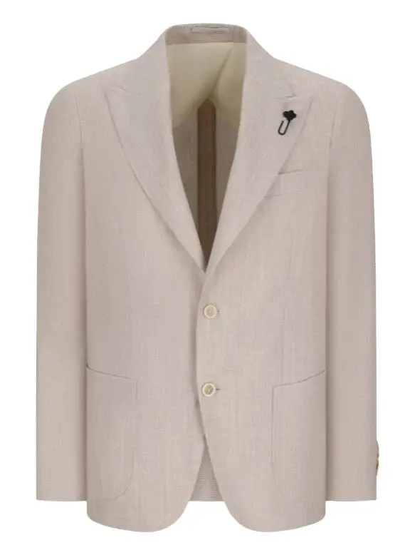 LARDINI Notched Lapel Tailored Jacket - Nude