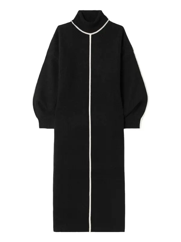 Staud Apres Knitted Turtleneck Dress - Black