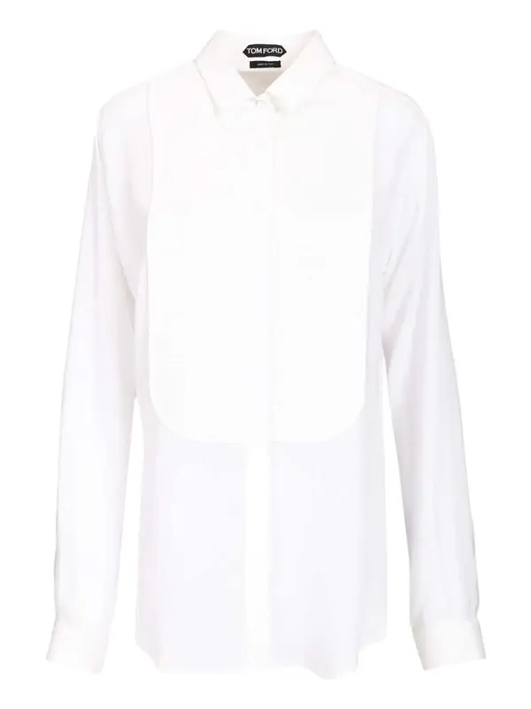 TOM FORD Pleated Bib Tuxedo Shirt - White