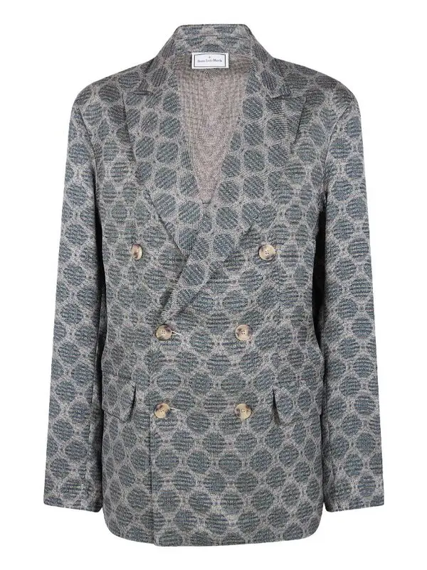 PIERRE-LOUIS MASCIA Double-breasted Patterned Blazer - Grey