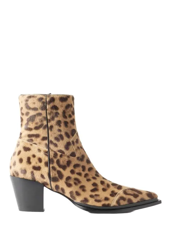 JIMMY CHOO Leopard Print Ankle Boots - Brown