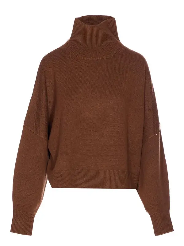 Loulou De Saison Luke Ribbed Stand Collar Knitted Sweater - Brown