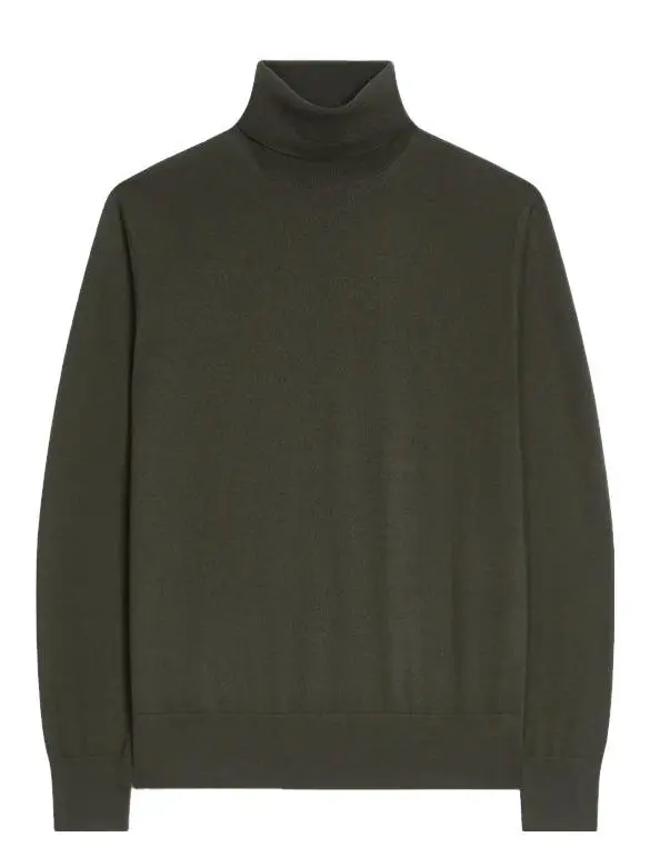 Dries Van Noten Merino Wool High Neck Sweater - Deep Khaki