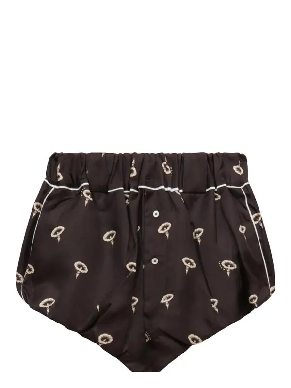 Marni Silk Twill Bloomers With Floral Print - Teak Color