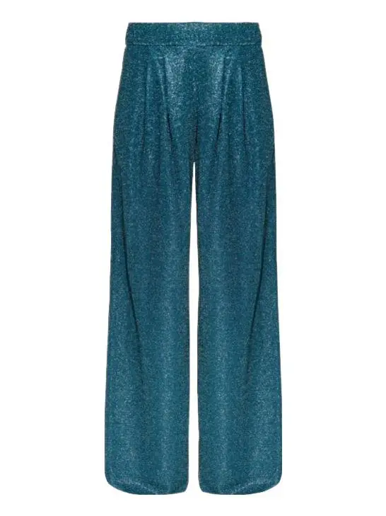 Oseree Lurex Thread Wide Leg Pants - Blue