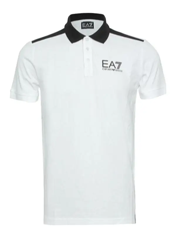 EA7 Logo Lapel Polo Shirt - White