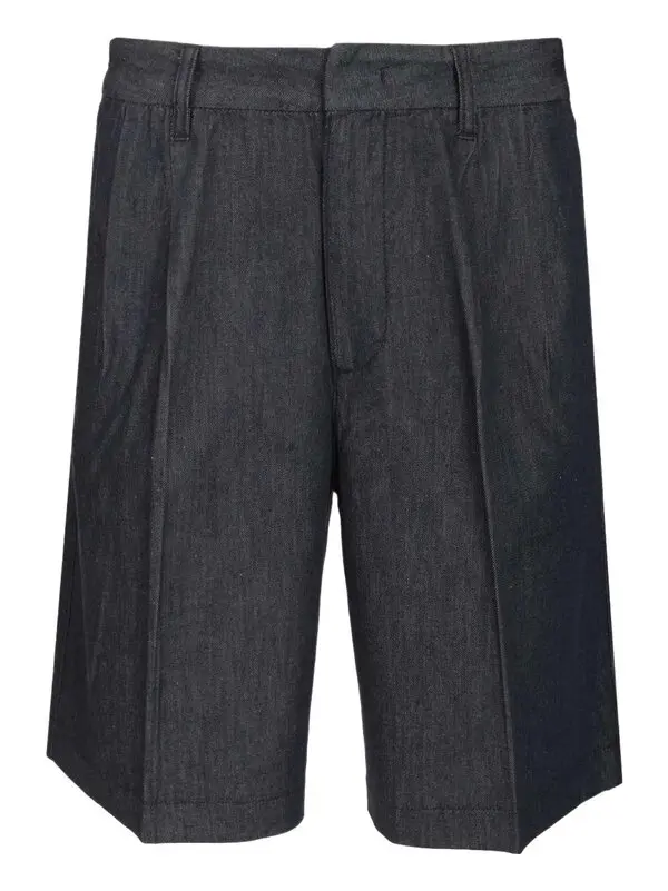 Emporio Armani Pleated Denim Shorts - Black