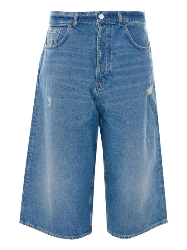 AMISH SUPPLIES Wide-leg Bermuda Jeans - Blue