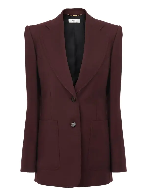 Chloé Single-breasted Blazer With Horn Buttons - Dark Purple
