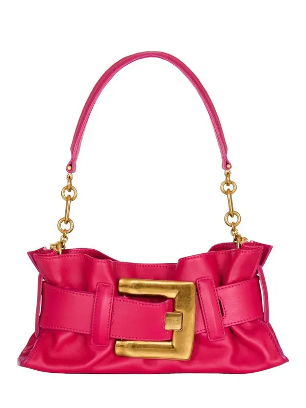 Balmain Mini Anthem Shoulder Bag In Calfskin Leather - Pink