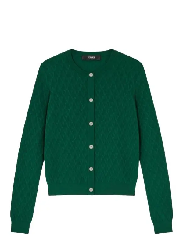 Versace Jacquard Knit Cardigan With Medusa Buttons - Green