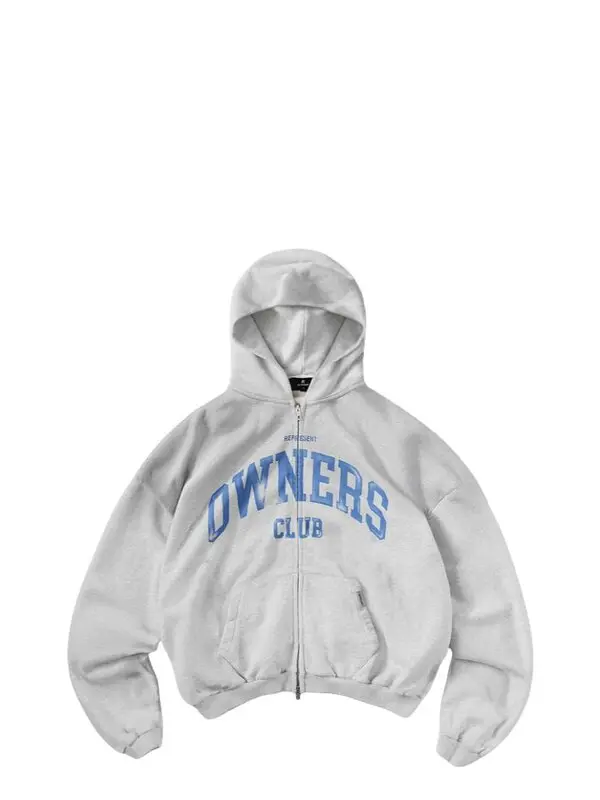 REPRESENT Owners Club Zip Through Hoodie - Ice Gray