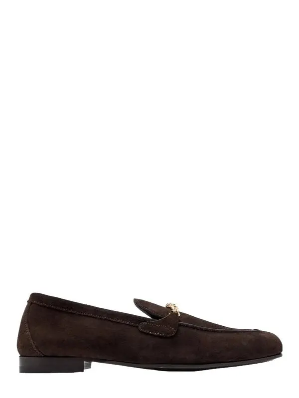 Versace Logo Plaque Chain-detailed Loafers - Brown
