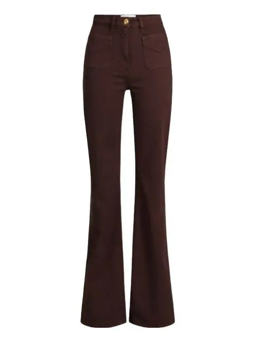 Elisabetta Franchi Flared Jeans With Patch Pockets - Cocoa