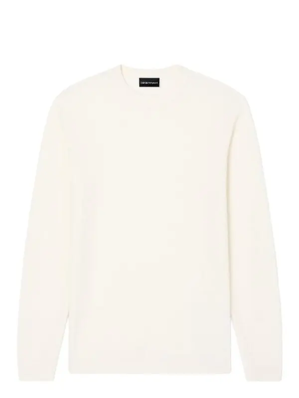Emporio Armani Crewneck Textured Long Sleeve Sweater - Light Brown