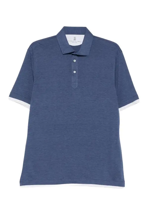 Brunello Cucinelli Contrast Trim Polo Shirt - Blue